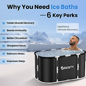 Foldable Portable Ice Bath Tub for Athletes, XXL 130 GAL Ultra Large Cold Plunge Tub with Floating Thermometer, Recovery and Therapy Cold Hot Baths Tub at Home Garden Yard Outdoor Gym