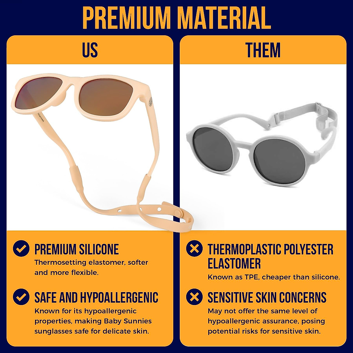 Polarized Baby Sunglasses With Strap - Unbreakable Flexible Infant Sunglasses For Toddlers Newborns 0-24 Months