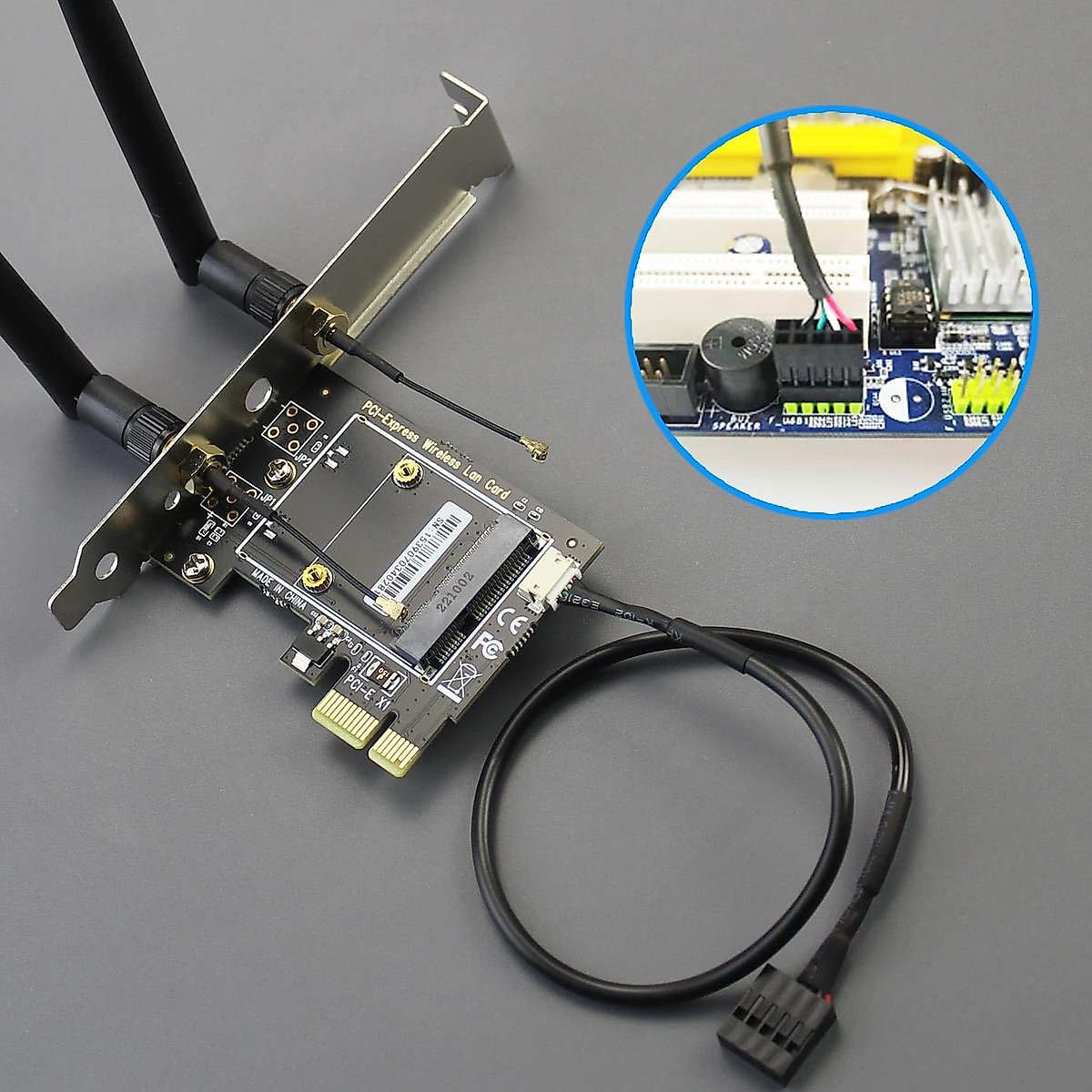 GLOTRENDS WA02 Mini PCIe to PCIe X1 WiFi Bluetooth Adapter for Mini PCIe WiFi 4/5/6/6e Module/Coral TPU Module, with 3.5-dBi SMA Antenna Kits