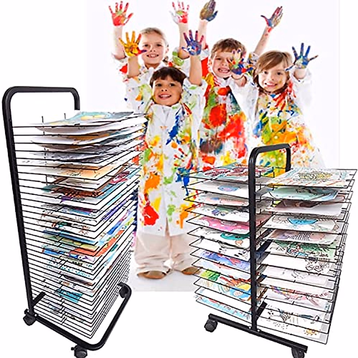 CENAP Art Drying Rack, Mobile Classroom Drying Rack with Wire Rack for Art Studio and Home use, Drying and Printing Rack (Size : 35-Layer)