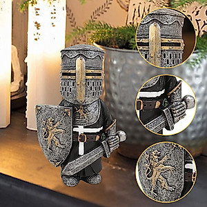 Garden Knight Dwarf Statue, Armor Knight Gnomes Cross Templar Guard Sculptures Art Figurines for Garden in/Outdoor Home Lawn Yard Patio Decor, Funny (C, 1PC)