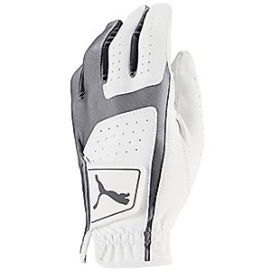 PUMA Golf Men's Flexlite Golf Glove (Bright White-Quiet Shade, Medium, Left Hand)