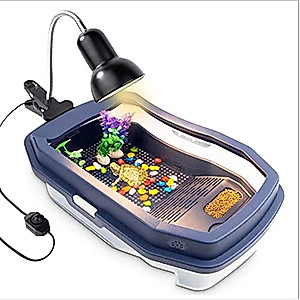 Reptile Heat Lamp, Turtle Tank Aquarium UVA UVB Light with Bracket and Adjustable Temperature Switch, Heating Light Lamp for Reptile Turtle Lizard Snake (with 2 Pack 50W Bulbs)