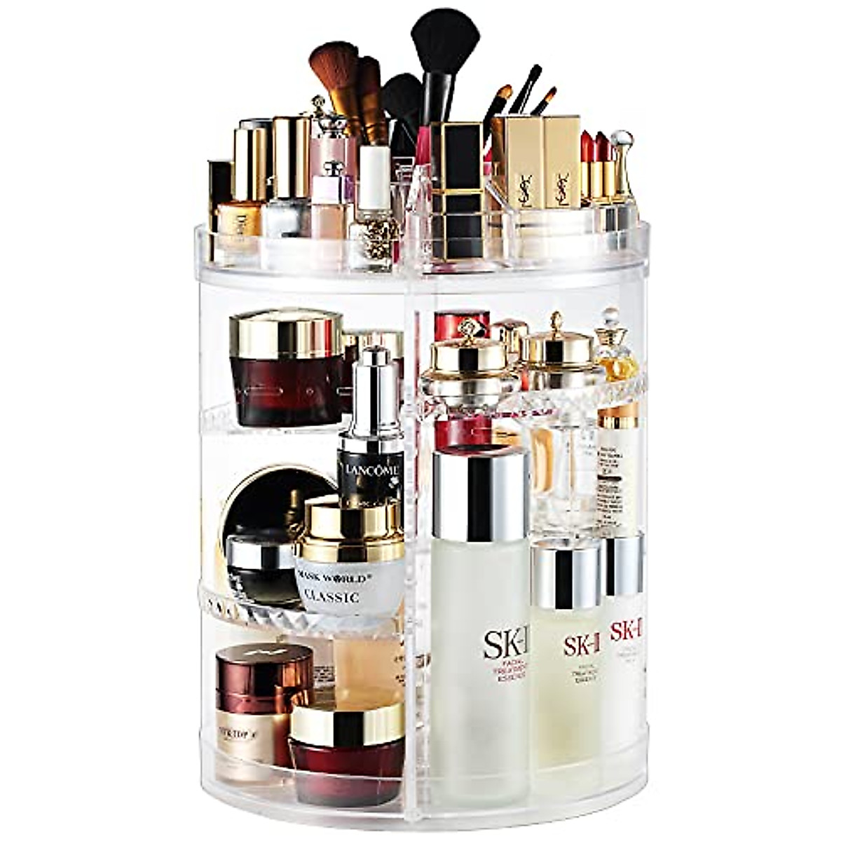 AMEITECH Makeup Organizer, 360 Degree Rotating Adjustable Cosmetic Storage Display Case with 8 Layers Large Capacity, Fits Jewelry, Makeup Brushes, Lipsticks and More, Clear Transparent