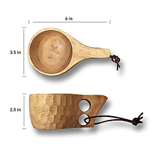 JUSPRO Nordic Style Handmade Finnish Kuksa Ancient Lapland Finland Wooden Cup 2 Holes (Armor)