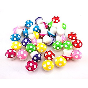 yueton 35pcs Colorful Little Mushroom Miniature Ornament for Dollhouse Decor Fairy Garden