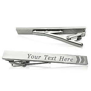 EDSG Personalized Tie Clips Pin for Men Engraved Exquisite Stainless Steel Personalized Gift for Best Man Usher Dad Boyfriend Husband Wedding Birthday Engagement Anniversary Xmas Gift (Silver)