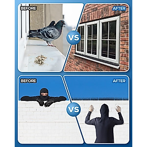 BORHOOD Bird Spikes for Outside, 9 Pack Bird Deterrent Spikes for Small Robin Pigeon Squirrel Raccoon Crow Cats Defender Spikes to Keep Birds Away and Keep Birds from Building Nest-Black