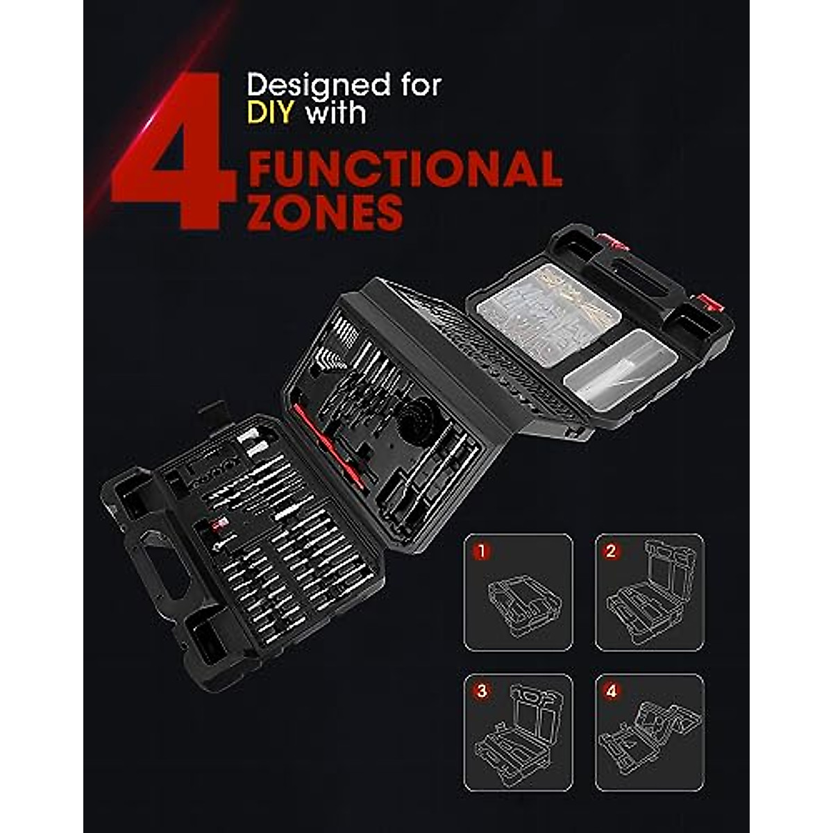 KingTool Drill Bit Set - 418 PCS Drill Bits, Drill Set & Drill Bit for Wood, Metal, Masonry, Cement, Screwdriver Bit Set Combo Kit Perfect for DIY Projects and Home Repairs