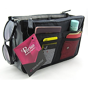 Periea Chelsy Purse Organizer Insert with Handles & 13 Pockets - 3 Sizes (White, Medium)