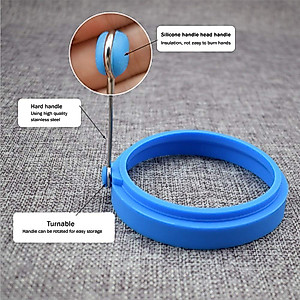 Egg Ring- Fried Egg Mold, 5pcs Different Shapes Stainless Steel Egg Poacher, Non Stick Pancake Shaper Mold With Handles (Silicone)