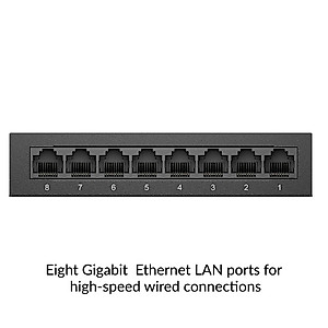 D-Link Ethernet Switch, 8 Port Unmanaged Gigabit Metal Fanless Desktop Plug n Play (GO-SW-8GE)