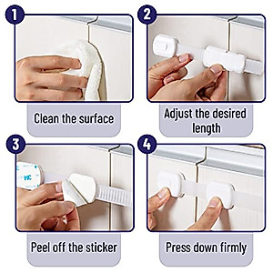 Bates- Child Safety Strap Locks, 6 Pack, Child Proof Cabinet Latches, Child Safety Cabinet Locks, Drawer Locks Baby Proofing, Baby Cabinet Safety Latches, Baby Proof Cabinet Locks