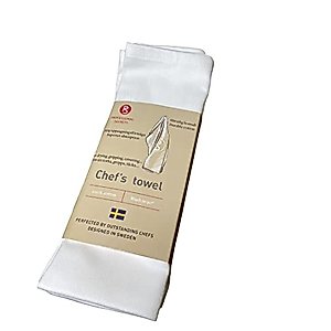 Professional Secrets Chef's Kitchen Towel - Designed in Sweden Cooking Essentials, 100% Super Absorbent Cotton Dish Cloths for Drying, Cleaning, Insulating, Gripping, Covering - White. 2-Pack
