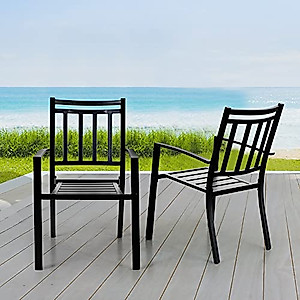 Sophia & William Outdoor Chairs Black Metal Patio Dining Chairs Set of 2,E-Coating Metal Stackable Lawn Chairs,Wrought Iron Outdoor Metal Dining Chairs for Garden Backyard,300 lbs