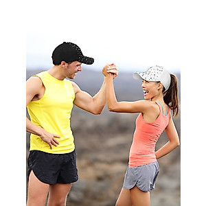 Loopeer 2 Pcs Adjustable Breathable Rhinestone Baseball Cap for Women Men Sequins Casual Sports Cap Rhinestone Hat(Black, White)