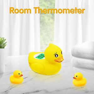 Duck Bath Thermometer, Baby Safety Water Thermometer for Bathtub, Digital Room Thermometer with LED Display Temperature Warning, Ducky Floating Toy for Infants Newborn Babies