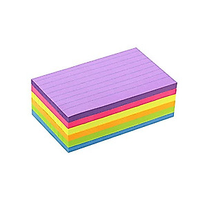 Early Buy Lined Sticky Notes with Lines 3x5 Self-Stick Notes 6 Bright Color 6 Pads, 70 Sheets/Pad