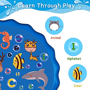 QDH Splash Pad Sprinklers for Kids Dogs 68'' Splash Play Mat Summer Outdoor Water Toys for Toddlers Baby Wading Pools Outside Backyard Kids Sprinkler