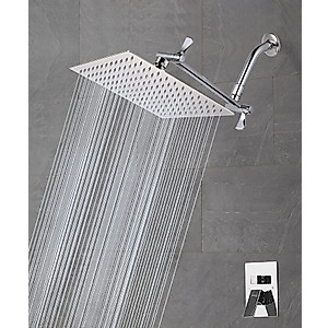 12'' Rain Shower Head with 11'' Adjustable Extension Arm - Eolax Large Rainfall Showerhead Solve Low Water Pressure and Flow - Bathroom Square Shower Heads Made of 304 Stainless Steel - Chrome
