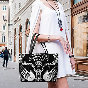 YongColer Goth Gothic Tote Bag, Witch Big Purse Shoulder Handbag for Women, Gothic Black Design 2