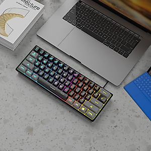 MageGee Mini 60% Gaming Keyboard, RGB Backlit 61 Key Ultra-Compact Keyboard, TS91 Ergonomic Waterproof Mechanical Feeling Office Computer Keyboard for PC, MAC, PS4, Xbox ONE Gamer(Grey Black)
