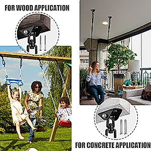 Hammock Hanging Kit,Hanging Chair Hardware 360°Rotating 1200 lb Capacity Hammock Hooks Heavy Duty,Hammock Chair Hanging Kit & Swing Ceiling Hook Snap for Hammock Chair Stand,Seat, Tree,Yoga,Gym(Black)