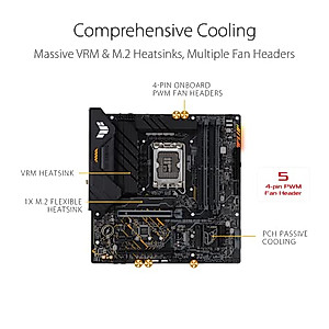 ASUS TUF B660M-PLUS WiFi D4 LGA 1700(Intel 12th Gen) mATX Gaming Motherboard (PCIe 5.0,DDR4,2xPCIe 4.0 M.2 Slots,WiFi 6,2.5 Gb LAN,Front USB 3.2 Gen 1 Type-C,Two-Way AI Noise Cancelation)