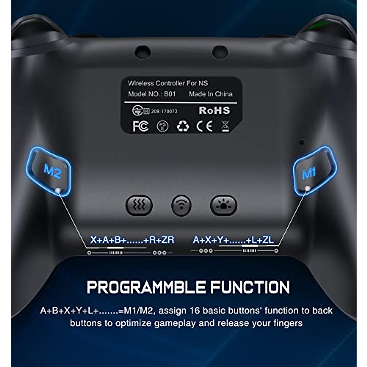 Switch Controller, Wireless Switch Controller Compatible with Switch Controller/Switch Lite/OLED, Wireless Switch Controllers Work with iOS/Android/PC with RGB Light, Programmable, TURBO & Wakeup
