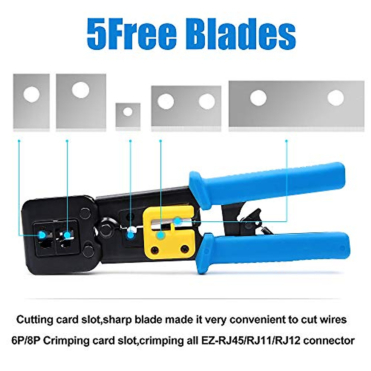 Knoweasy Pass Through Crimper - Versatile RJ45 Crimp Tool for EZ, RJ11, RJ12, RJ45 Regular and End-Pass-Through Connectors - Achieve Professional Quality Connection