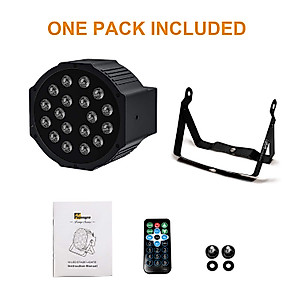 Missyee 18 RGB LED DJ Stage Uplight -DMX Control Sound Activated with Remote Control and 7 Modes LED for Wedding, Events, Christmas and Halloween Music Disco Party -R&D in USA -4 Pack