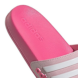 adidas Adilette Shower Slide Sandal, Clear Pink/White/Lucid Pink, 3 US Unisex Little Kid