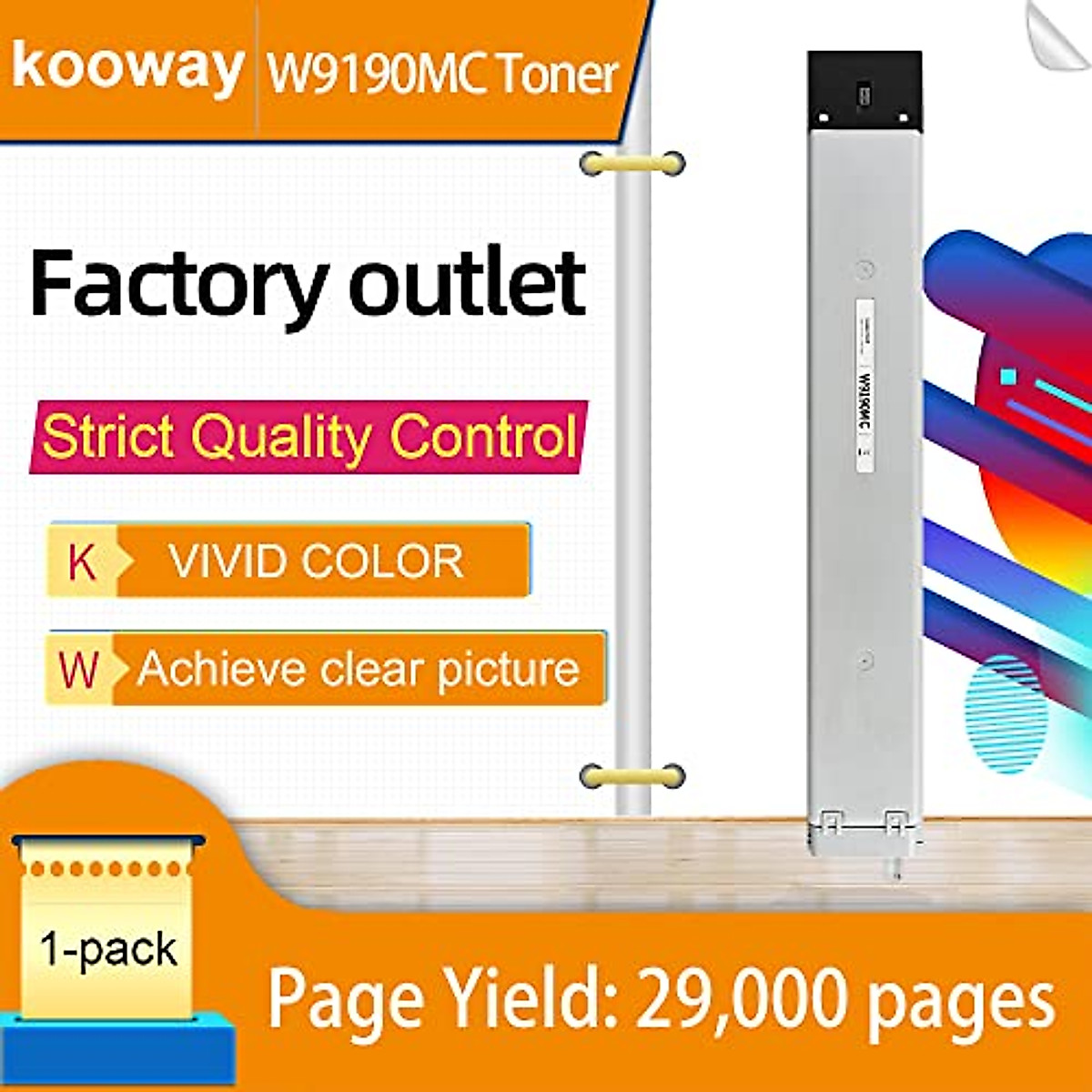 kooway Remanufactured W9190 W9190MC High Yield Black Toner Cartridges Replacement for HP Color Laserjet Managed MFP E77822dn E77822z E77825dn E77825z E77830dn E77830z (W9190MC 1 Pack)