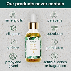 Alodia Soothe Hair & Scalp Herbal Infusion - 2 oz Leave-on Scalp Oil Serum to Calm Dry, Irritated & Flaking Scalps - with Chamomile, Jojoba Oils, Egyptian Calendula Flowers & Safflower - Nut-free