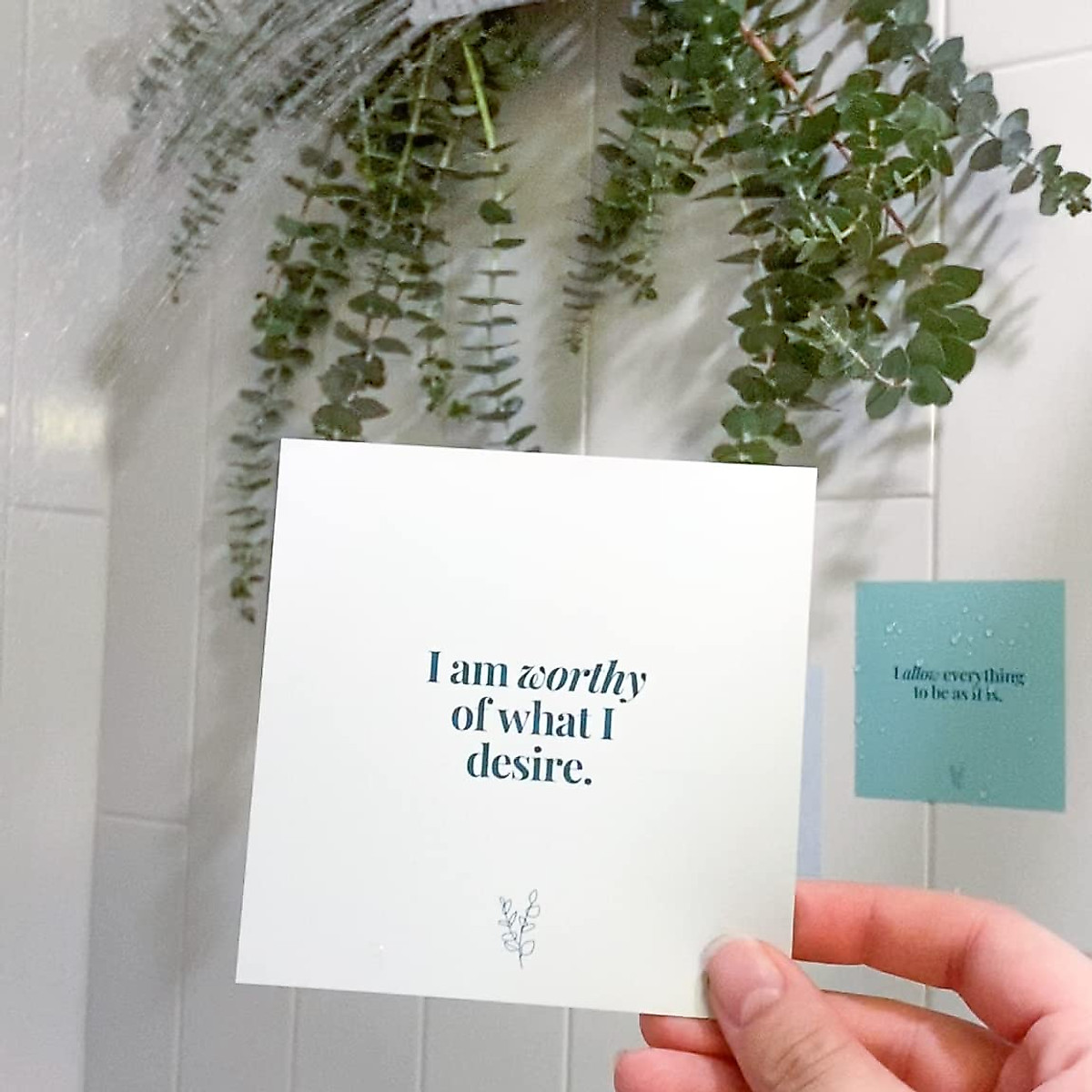 Affirmation Cards for Shower [Waterproof] Self Care Shower Positive Manifest For Women Meditation 14 Daily Motivational Quotes Gift Easy Stick & Remove Shower and Mirror USA Printed