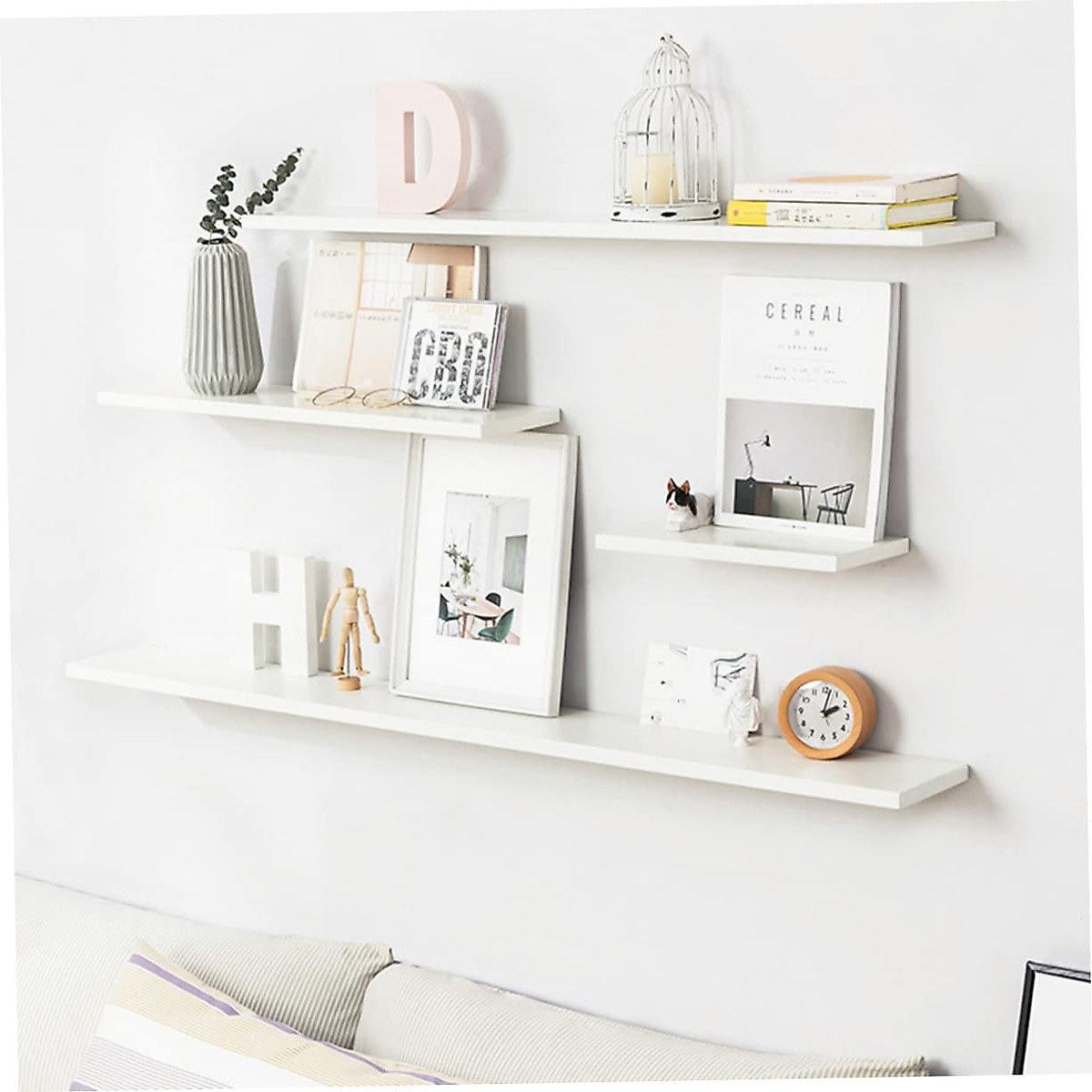 FUNOMOCYA 3pcs Floating Shelves Wall Mounted Shelves Figure Floating Shelf Wall Mounted Bookshelf Wall Display Ledge Hanging Shelves for Wall Bookshelves Wall Mounted Decor Wooden White