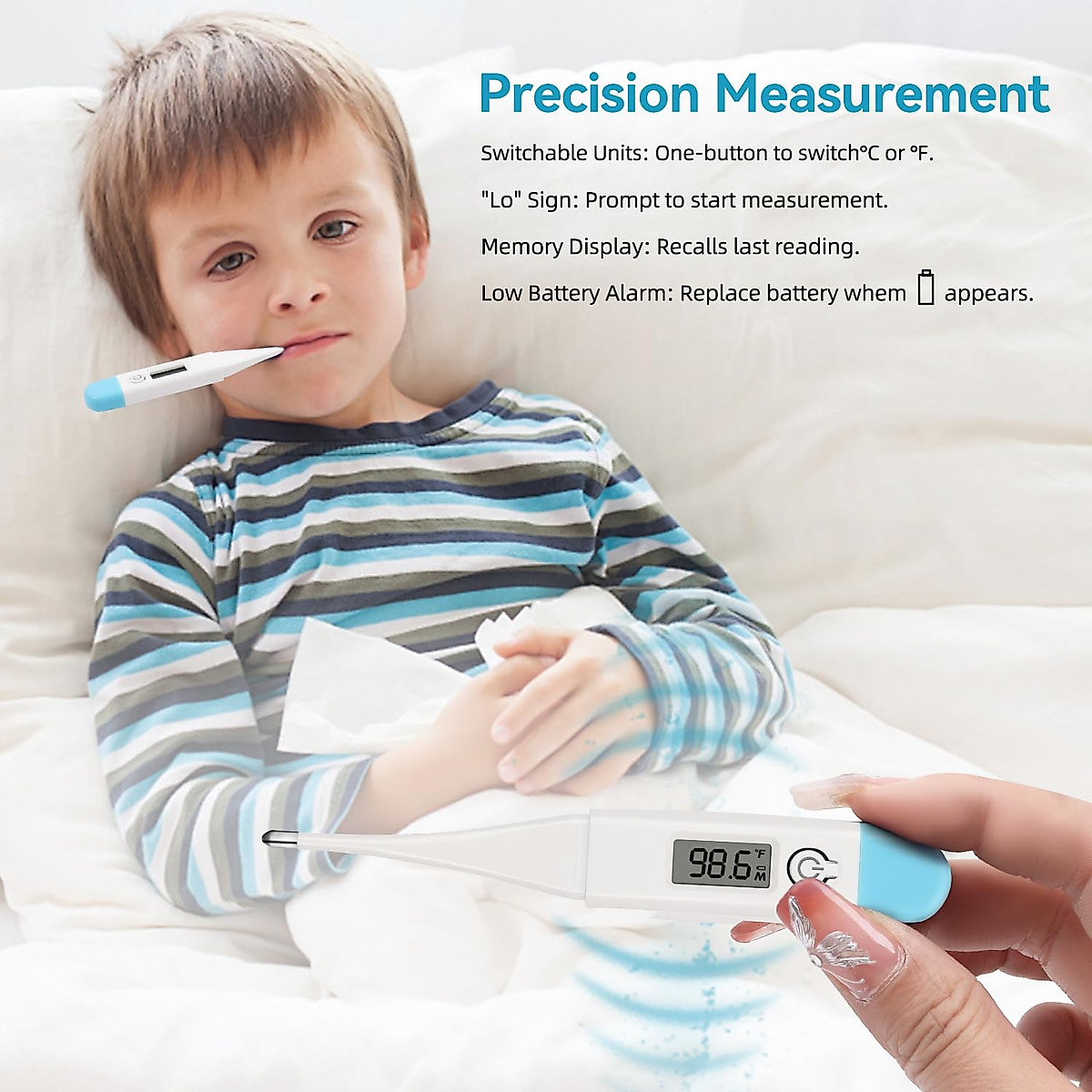 Thermometers for Adults & Kids - Medical Grade, Accurate Oral & Armpit Thermometer, Ideal for Travel, Digital Oral Thermometer for Newborns & Children, Easy-to-Use & Read