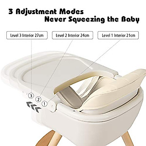 HONEY JOY High Chair, 3-in-1 Eat & Grow Wooden Highchair/Booster Seat/Toddler Chair with Removable Tray, 5-Point Harness, PU Cushion and Footrest for Baby, High Chair for Babies and Toddlers