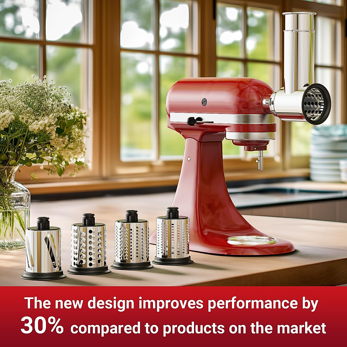 Stainless Steel Slicer Shredder Attachment for KitchenAid Mixers, Cheese Grater Attachment For Kitchenaid, Vegetable Slicer Attachment for Kitchenaid, GVODE Food Processor Attachment