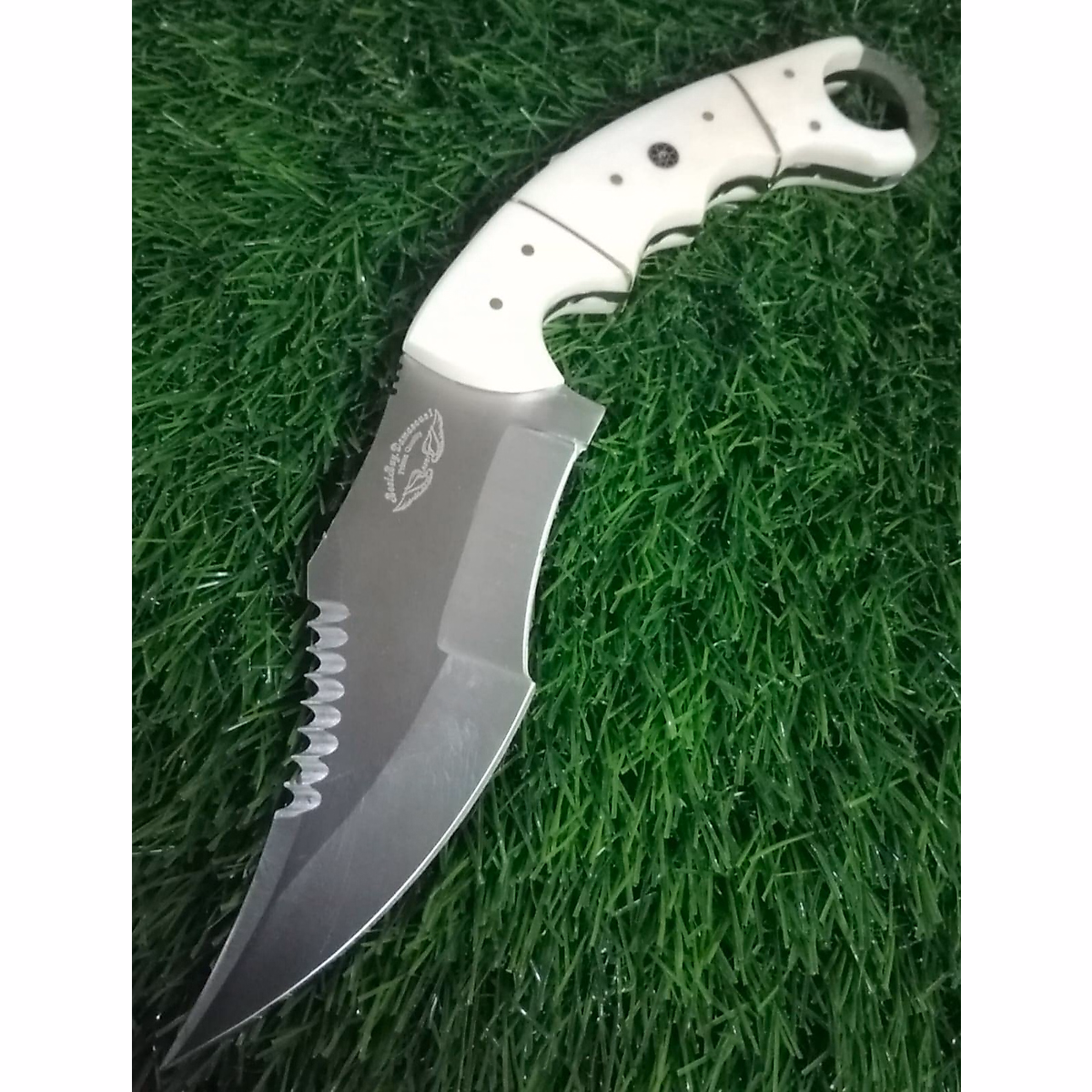 Handmade Hunting Knife 420C Stainless Camel Bone 9.5" Steel Knife for Men Knife Camping Hiking Fishing Steel Knife Real Black G10 Black Sheath Best EDC Camping Knife