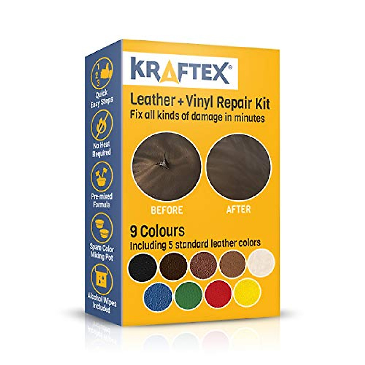 Leather and Vinyl Repair Kit. Repairs and Touch Ups [Restore Scratches, Stains and Cracks] to Any Colored Couches, Car Seats, Shoes, Handbags Or Dashboards. Easily Match Colors with 5 Leather Shades