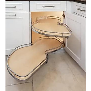 Lemans II Set 2-Shelf Lazy Susan with Soft-Close for Blind Base Corner Cabinets (723 sq. Model 45, Tray Size: 15", Swings Left)