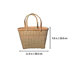 Cabilock Toy Containers Rattan Woven Flower Basket with Handle Picnic Sundries Storage Basket Gift Storge Basket Woven Hanging Wall Mounted Basket Rustic Home Décor Snack Gift Baskets