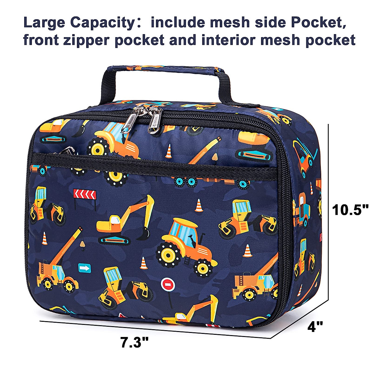 Backpack for Kids Boys Girls Preschool Kindergarten Bookbag Set with Lunch Box Truck Toddler School Bag, navy Blue