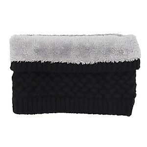 Aiphamy Winter Fleece Lined Knitted Neck Warmer Scarf Neck Gaiter for Women Mens Teens (1, Black)