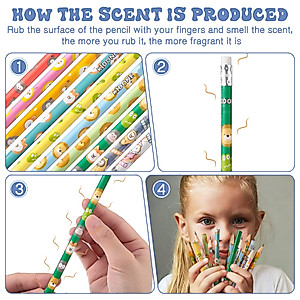 Outus 40 Pieces Scented Pencils with Eraser HB Pencils Graphite Pencil Cylinder Wood Pencils with Themed Elements School Stationery Party Reward Supplies for Girls and Boys, 10 Styles(Animal Style)