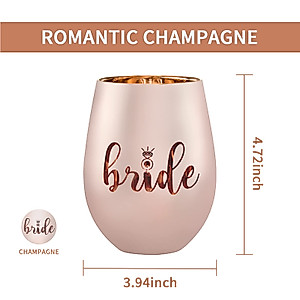 homeconlin Bride Gifts - Bridal Shower Gift - Bride Wine Glass - Gifts for Bride to be, Newly Engaged,Wedding, Engagement, Bachelorette Rose Gold