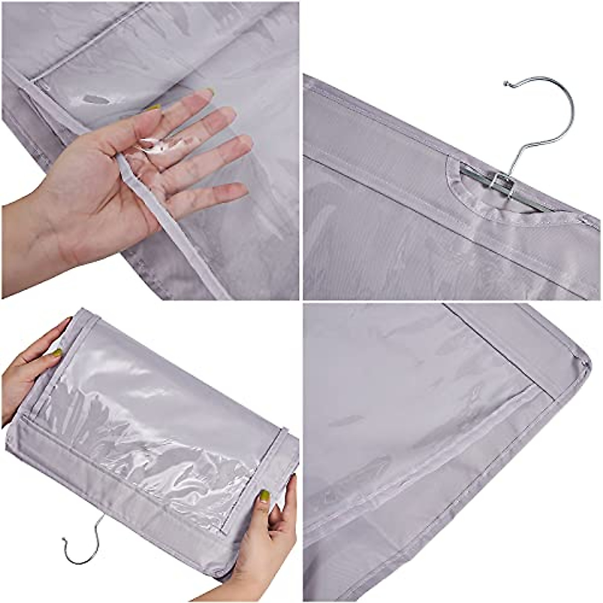 Vercord Hanging Purse Organinzer Handbag Tote Hanger Closet Dustproof Storage Bag with Six Pockets Light Gray