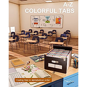 ThinkTex 26 Pockets Expanding File Folder, A-Z Colorful Tabs, Monthly Bill Receipt Documents Organizer, Larger Capacity, Letter/A4 Size