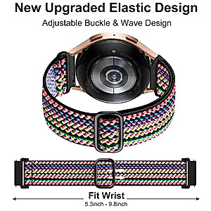 Lerobo Elastic Bands Compatible with Samsung Galaxy Watch 5/4 40mm 44mm,Galaxy Watch 5 Pro Band 45mm/Watch 4 Classic Band 42mm 46mm/Active 2,3Pack 20mm Soft Adjustable Nylon Breathable Sport Band (A1-Boho Green/Green Arrow/Colorful)